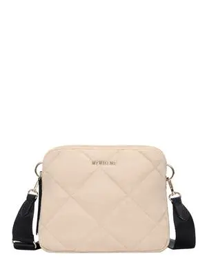 Mz Wallace Bowery Quilted Nylon Crossbody Bag - Buff/black