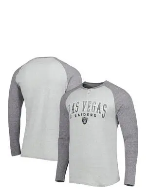 CONCEPTS SPORT Heather Las Vegas Raiders Ledger Raglan Long Sleeve Henley T-shirt - Gray