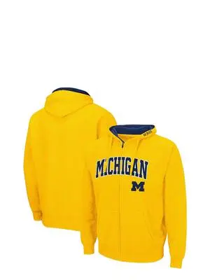 COLOSSEUM Michigan Wolverines Arch & Logo 3.0 Full-zip Hoodie - Maize