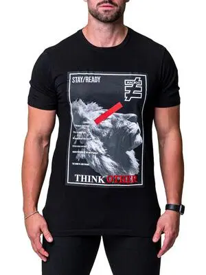 MACEOO Think Stretch Cotton Graphic Tee - Black