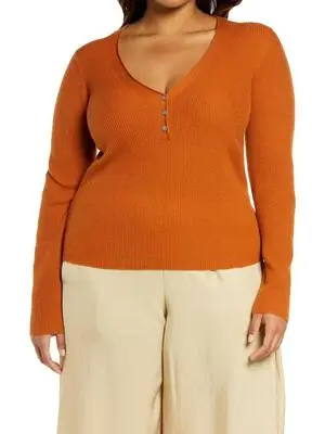 Vince V-neck Ribbed Cashmere Sweater - Dark Ginger