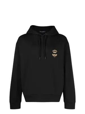 Dolce & Gabbana Embroidered Cotton Hoodie - Black