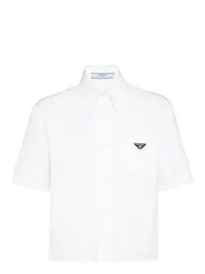 Prada Prada Triangle-Logo Poplin Shirt F0009 White