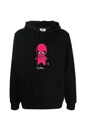 Gcds Cotton Alien-patch Hoodie - Black
