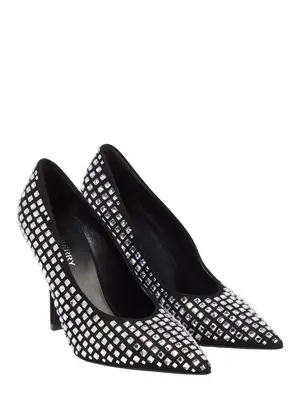 Burberry Crystal-embellished Suede Pumps - Black