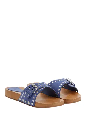 Isabel Marant Jaso Embellished Leather Sandals - Blue