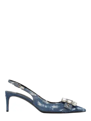 Dolce & Gabbana DOLCE & GABBANA 60mm Denim Patchwork Slingback Pumps Denim