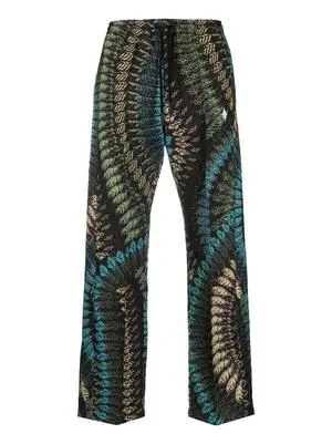 COUNTY OF MILAN Feather Pattern Loose-Fit Trousers Brown