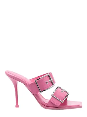 Alexander McQueen 100mm Buckled Leather Sandals - Pink