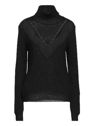LIU •JO Turtleneck Knit Top - Black