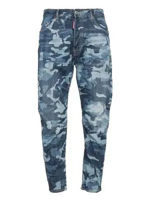 Dsquared2 Straight-leg Jeans With Camouflage Print And Leather Trim - Blue