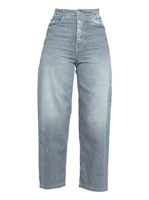 DEPARTMENT 5 Striped Denim Mom Jeans - Blue