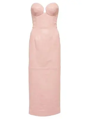 Magda Butrym Leather Bustier Midi Dress - Pink