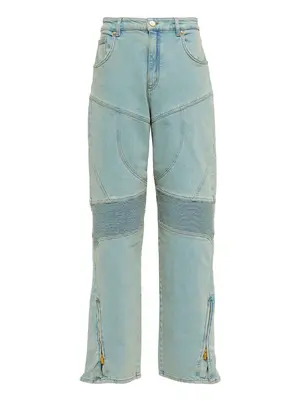 Blumarine Paneled High-rise Wide Jeans - Blue