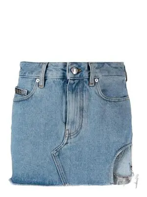 Gcds Cut-out Denim Mini Skirt - Blue
