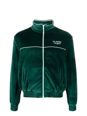 SPORTY & RICH Logo-embroidered Zipped Sweatshirt - Green