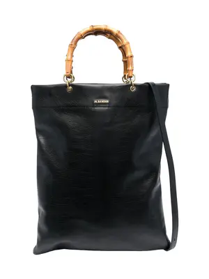 JIL SANDER Bamboo-handle Leather Tote - Black