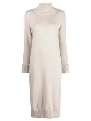 ELEVENTY Eleventy Funnel-Neck Knit Midi Dress