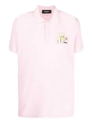 Dsquared2 Stamp-appliqué Short-sleeve Polo Shirt - Pink