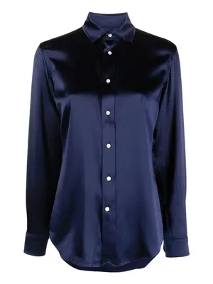 Polo Ralph Lauren Long-sleeved Silk Shirt - Blue