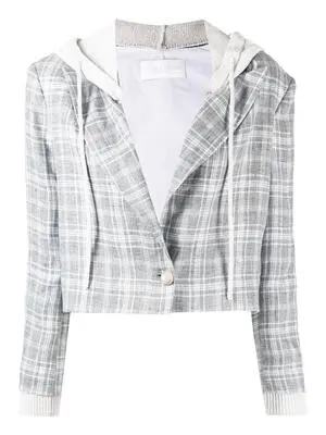 Fabiana Filippi Checked Detachable-hood Cropped Blazer - Grey