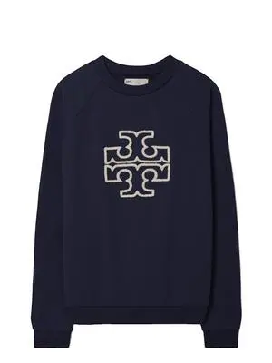 Tory Burch Heavy French Terry Logo Crewneck - Tory Navy