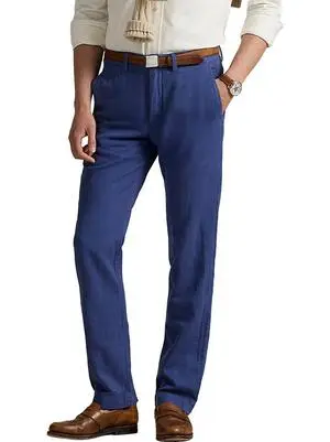 Ralph Lauren Straight Fit Linen-cotton Pant - Old Royal