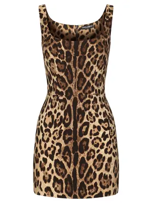Dolce & Gabbana Leopard-print Charmeuse Mini Dress - Animal Print