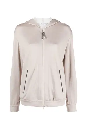 Brunello Cucinelli Jersey-knit Zipped Hoodie - Neutrals