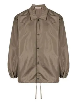 Fear Of God Fear Of God Essentials 1977 Logo Print Shirt Jacket Brown