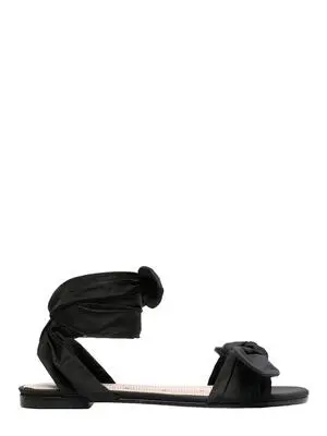 Red Valentino Bow-detail Flat Sandals - Black