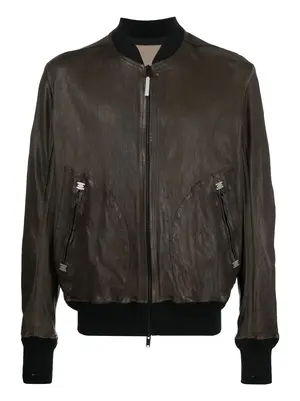 ISAAC SELLAM EXPERIENCE Zip-detail Leather Jacket - Green