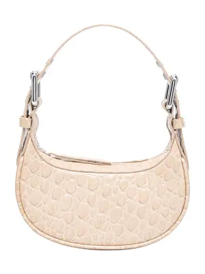 By Far Mini Soho Crocodile-embossed Shoulder Bag - Neutrals