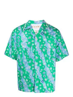 Marni Floral-print Short-sleeved Shirt - Green