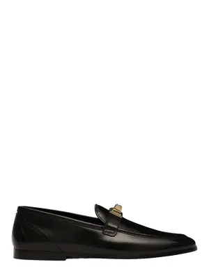 Dolce & Gabbana Logo-appliqué Leather Loafers - Black