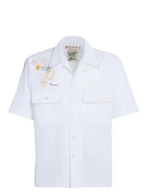 Marni Embroidered-logo Short-sleeve Shirt - White