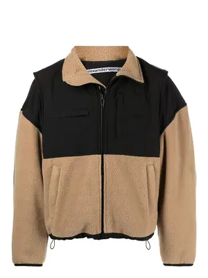 Alexander Wang Panelled Zip Fleece Jacket - Brown