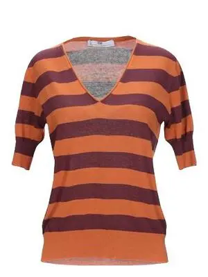MASSIMO REBECCHI Striped Cotton Knit Sweater - Rust