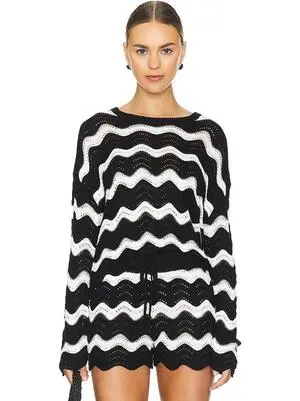 Beach Riot Beach Sweater - Black & White Tides