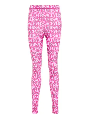 Versace Logo Printed Leggings - Pink