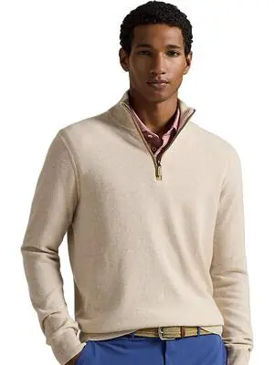 Ralph Lauren Washable Cashmere Quarter-zip Sweater - Ecru Tan Heather