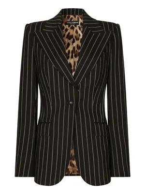 Dolce & Gabbana Turlington Pinstripe Single-breasted Blazer - Black