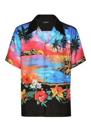 Dolce & Gabbana Graphic-print Short-sleeve Shirt - Black