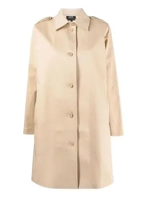 A.p.c. Single-breasted Midi Coat - Neutrals