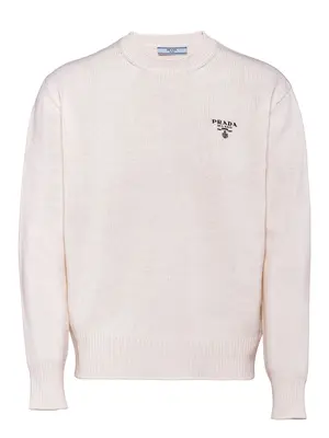 Prada Logo-embroidered Cashmere Jumper - White