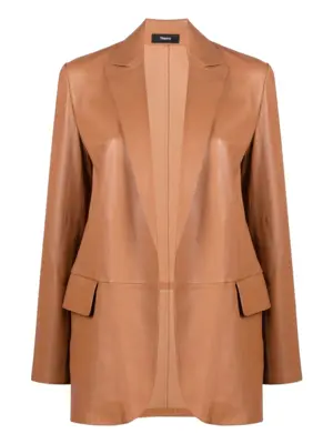 THEORY Theory Leather Open-Front Blazer