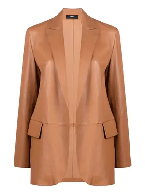 THEORY Theory Leather Open-Front Blazer
