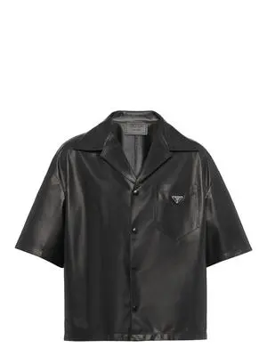 Prada Nappa-leather Bowling Shirt - Black