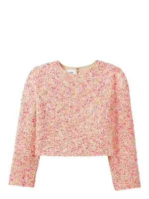 St. John Novelty Textured Tweed Top - Pink