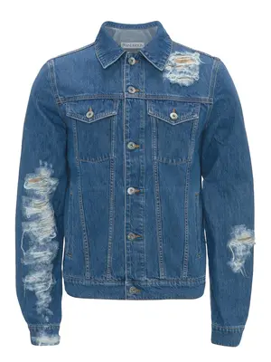 JW Anderson Distressed Denim Trucker Jacket - Blue